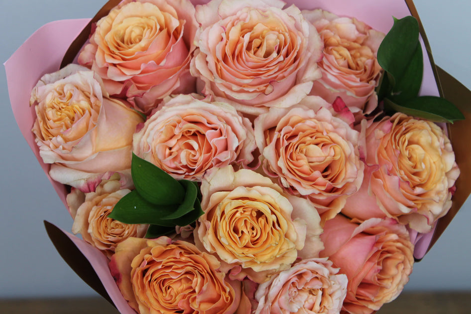 Classic Peach Rose Bouquet – Flower Power Miami